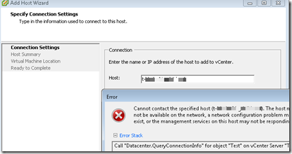 Cannot Synchronize Host Error – vNoob